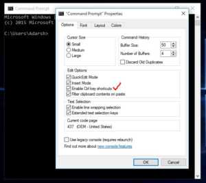 Use the New Windows 10 Keyboard Shortcuts in Command Prompt