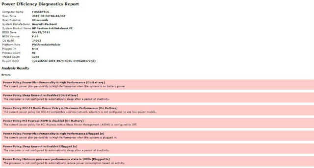 Check Battery Health And Energy Report In Windows using POWERCFG