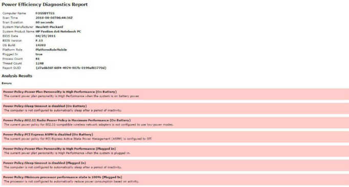 Check Battery Health And Energy Report In Windows using POWERCFG