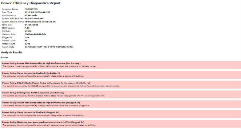 Check Battery Health And Energy Report In Windows using POWERCFG