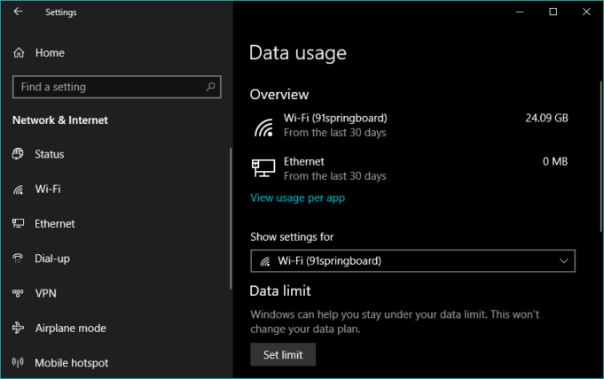 Windows 10 Data Usage How To Check Data Usage And Set Data Limit 7880