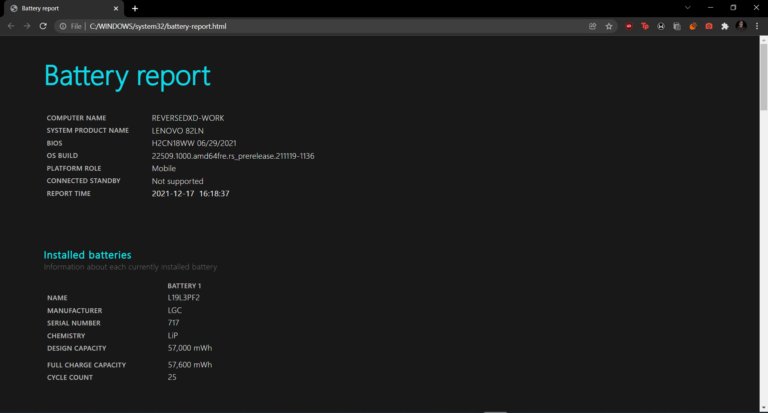 Check Battery Health And Energy Report In Windows using POWERCFG