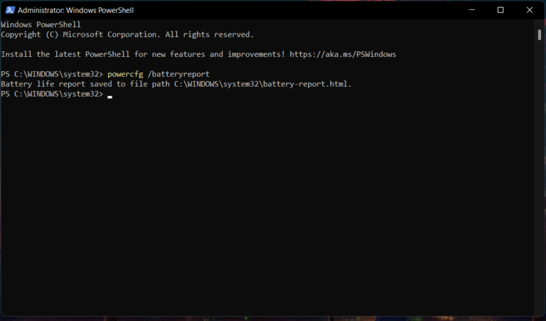 Check Battery Health And Energy Report In Windows using POWERCFG