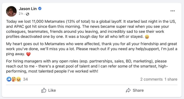 10 Meta And Twitter Layoff Posts That Will Shake You - Fossbytes