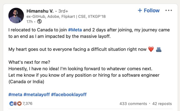 10 Meta And Twitter Layoff Posts That Will Shake You - Fossbytes