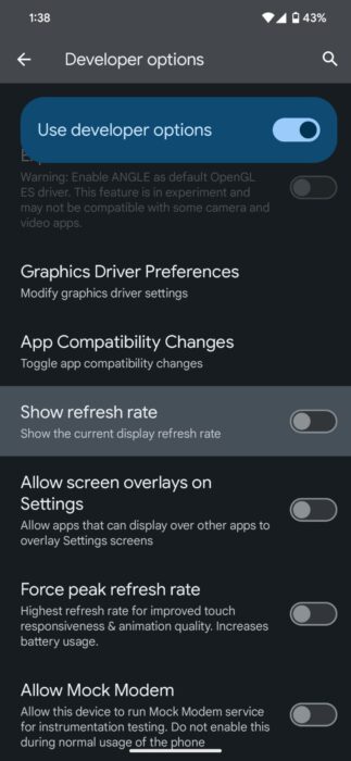 Force Peak Refresh Rate In Developer Options: How To Make Your Android Display Run Smoother ...