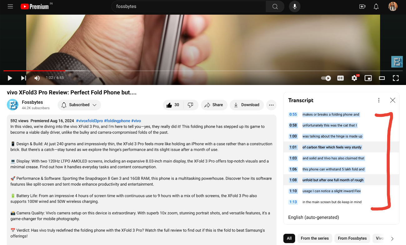 How to Download the Transcript of a YouTube Video? - Fossbytes