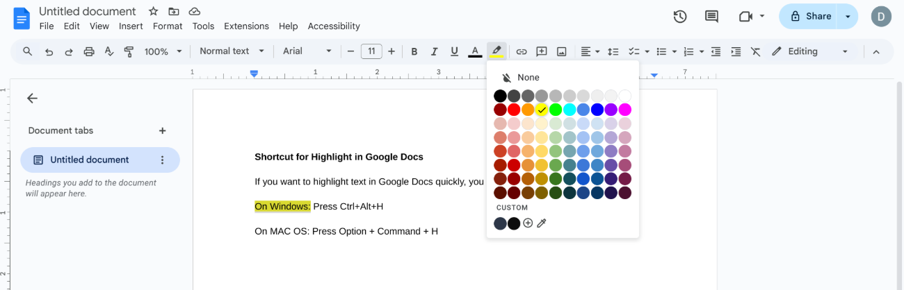 How to Highlight Text in Google Docs? - Fossbytes